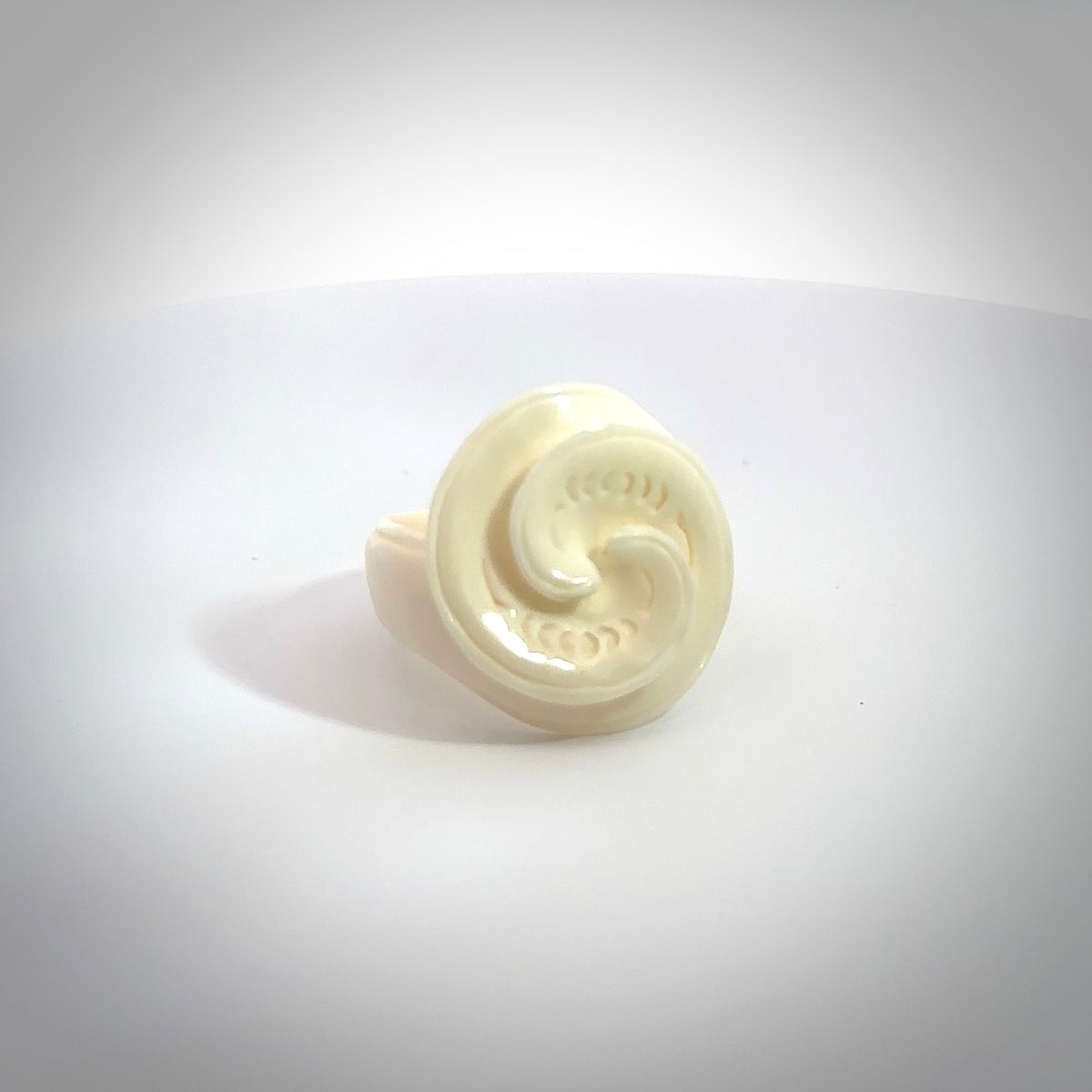 HAND CARVED NATURAL BONE KORU RING. HAND CARVED BONE KORU RING – NZ Pacific