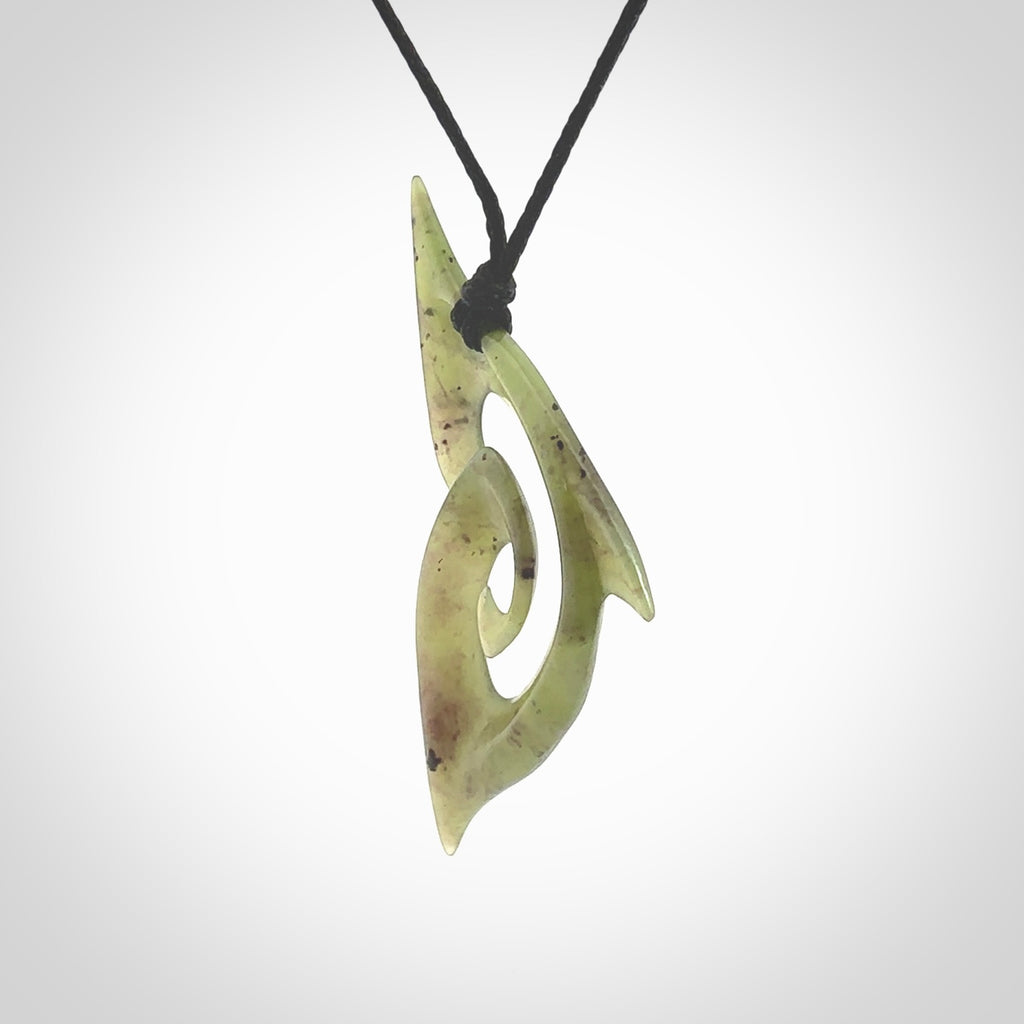 HAND CARVED NEW ZEALAND JADE KORU PENDANT. POUNAMU KORU NECKLACE – NZ ...