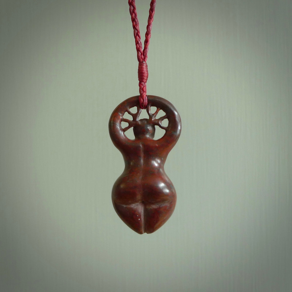 HAND CARVED RED JASPER STONE VENUS WOMAN TREE OF LIFE PENDANT. – NZ Pacific