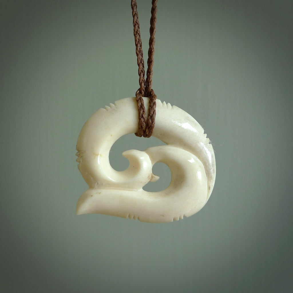 HAND CARVED DEER ANTLER CONTEMPORARY KORU PENDANT. ANTLER KORU PENDANT ...