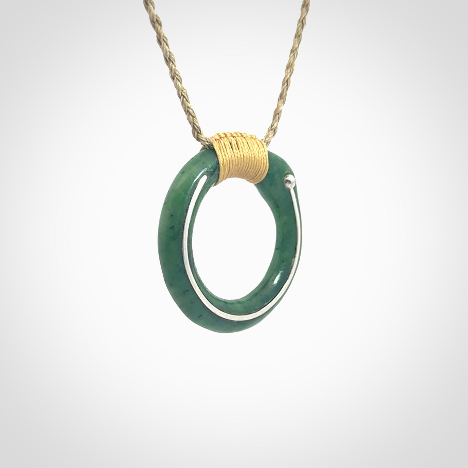 HAND CARVED JADE ZEN CIRCLE PENDANT WITH SILVER. JADE ENSO CIRCLE – NZ ...